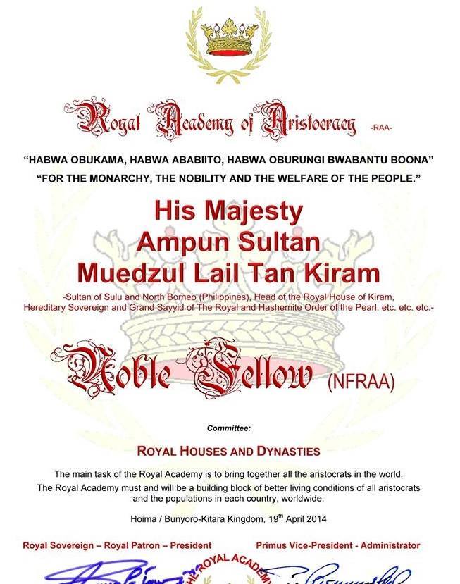 SULTAN OF SULU AND NORTH BORNEO: Royal House of Sulu documents