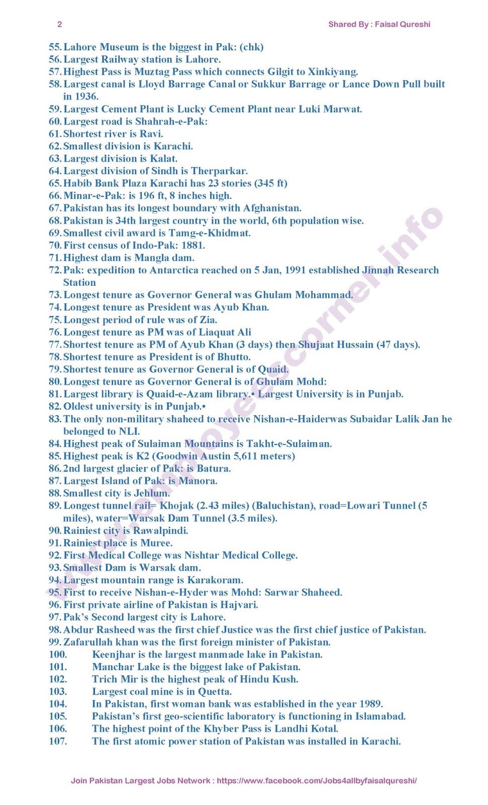 Pakistan General Knowledge MCQs Solved from Past Papers of PPSC, FPSC ...
