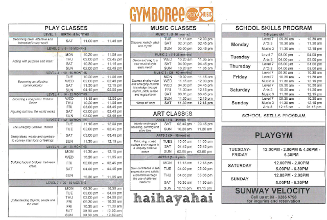haihayahai: Gymboree Sunway Velocity (Triall Class dan Fee structure)