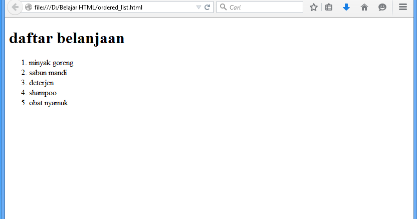 Cara Membuat Daftar/List di HTML (tag ol, ul dan li)