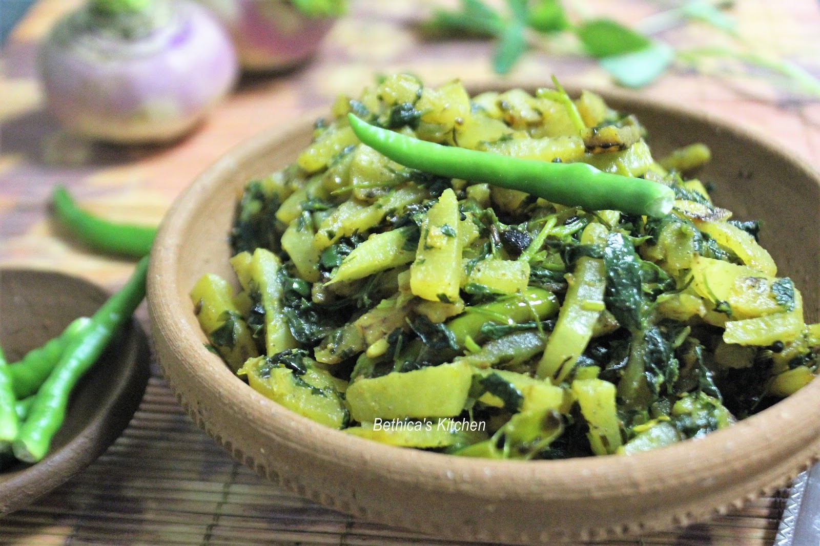 Bethica's Kitchen Flavours: Shalgam Methi Bhaji (Turnip Fenugreek ...