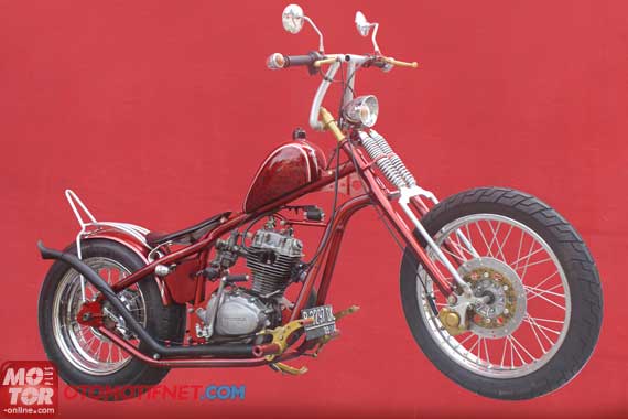 Modif Honda CB 100 Chopper Merah - Oto Trendz