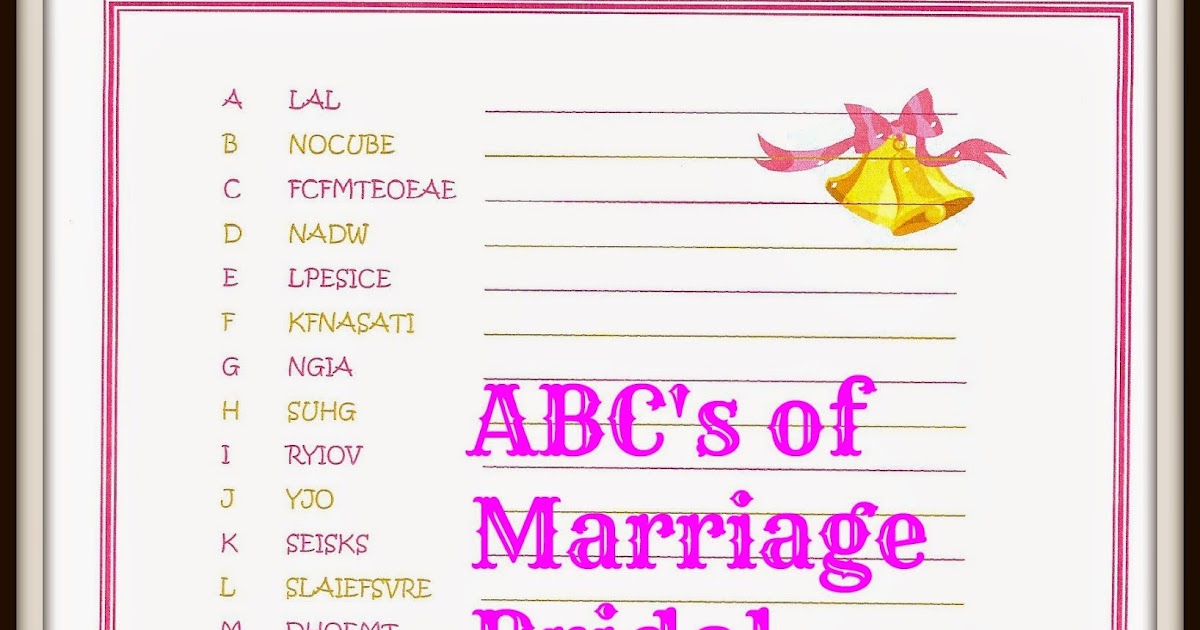 Raising Samuels Life: Free: ABC's of Marriage Bridal Shower Game