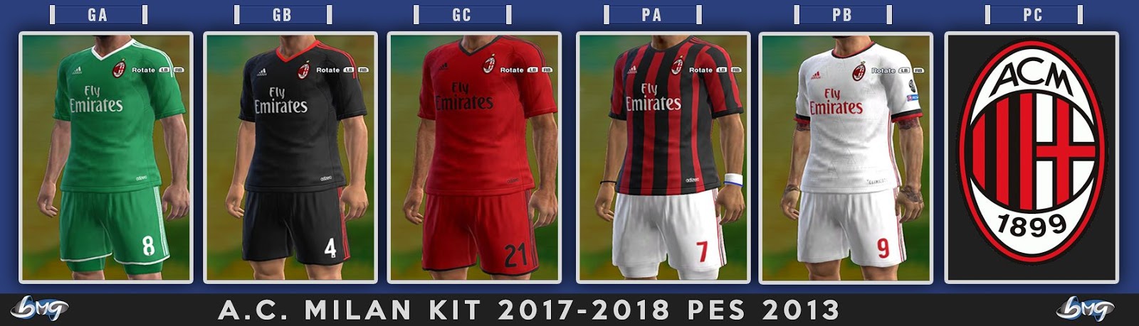 pes-modif: PES 2013 A.C. Milan Kit 2017-2018 by BMG Kitmaker