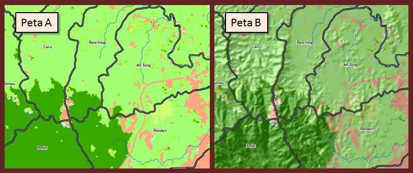 Suka GIS: Tips : Hillshading - Memberi Effect 3D Pada Peta