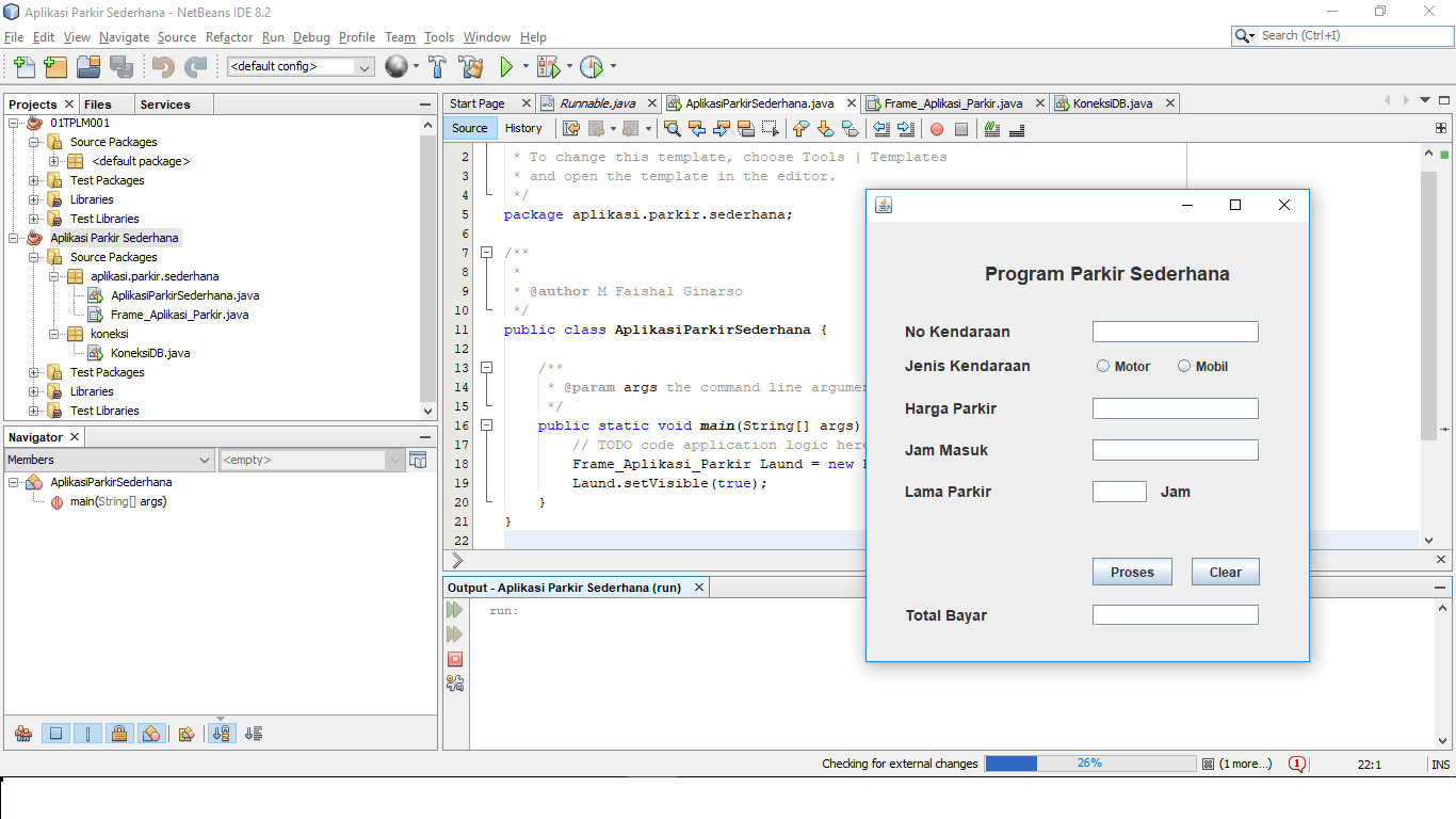Aplikasi Parkir Sederhana menggunakan NetBeans
