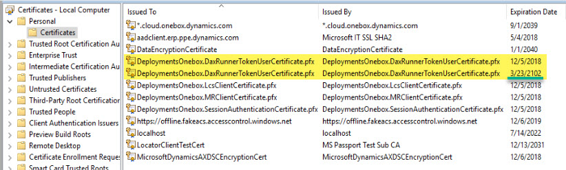 Dynamics AX/365FO: d365FO - Expired certificates issue ...