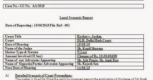 Legal Case Synopsis Report Format