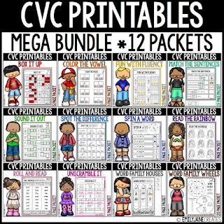 Emily Jane Creates: CVC PRINTABLES MEGA BUNDLE-12 PACKETS INCLUDED