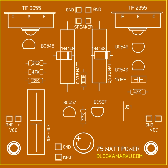 power amplifier transistor 75 Watt PCB & Layout – BLOGKAMARKU