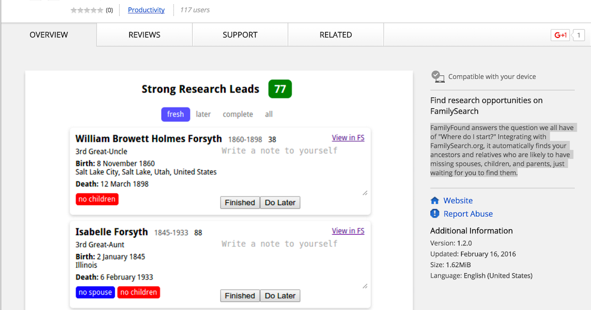 Genealogy's Star: Find Research Suggestions Fast with FamilyFound App