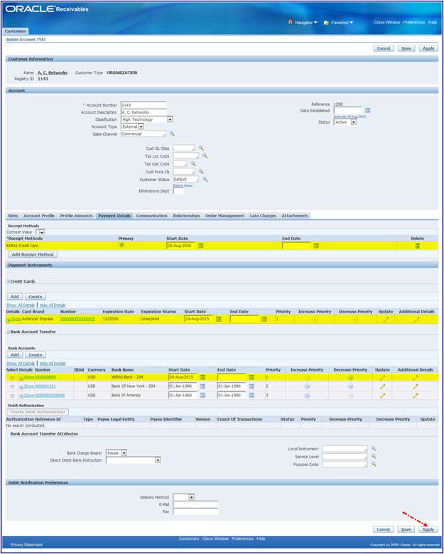 Oracle Applications: Oracle R12 Credit Card Payments Setups and Process
