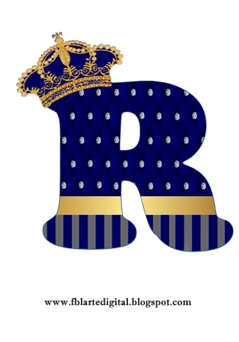 FBL arte digital: ALFABETO PERSONALIZADO COM TEMA REALEZA AZUL MARINHO