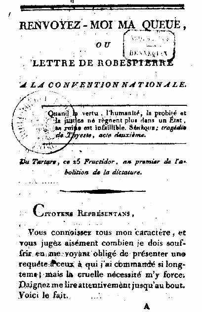MATERIALES: una carta de Robespierre