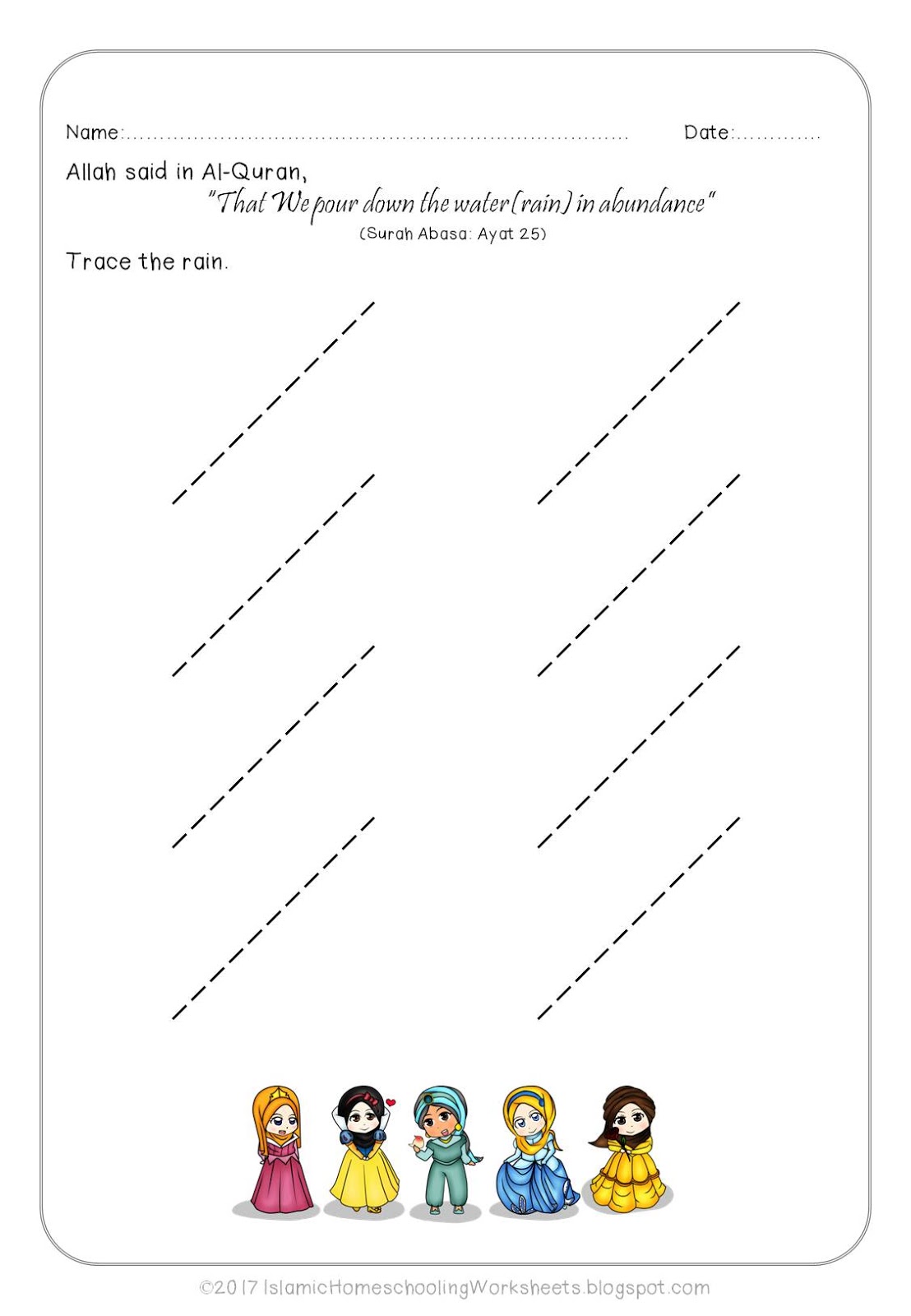 FREE Disney Princess Preschool Pack - Islamic Version ~ Islamic ...