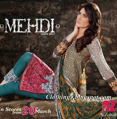 Mehdi Lawn 2015 by Alzohaib | Mehdi Summer Dress Collection 2015 ...