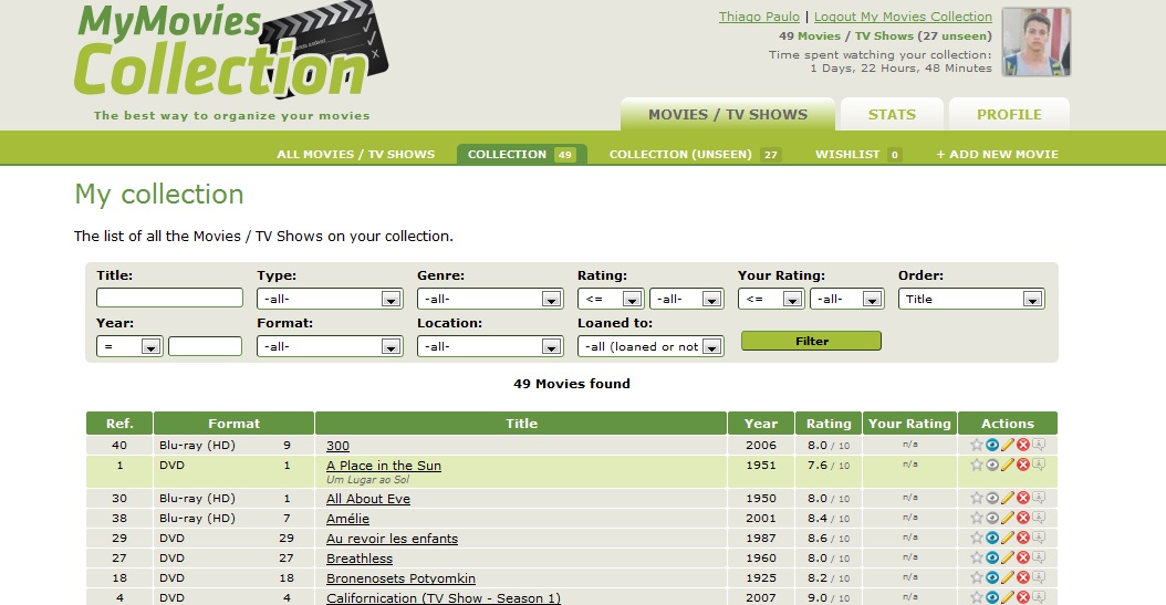 All About Cinema: "My Movies Collection" - Um Aplicativo para quem ...