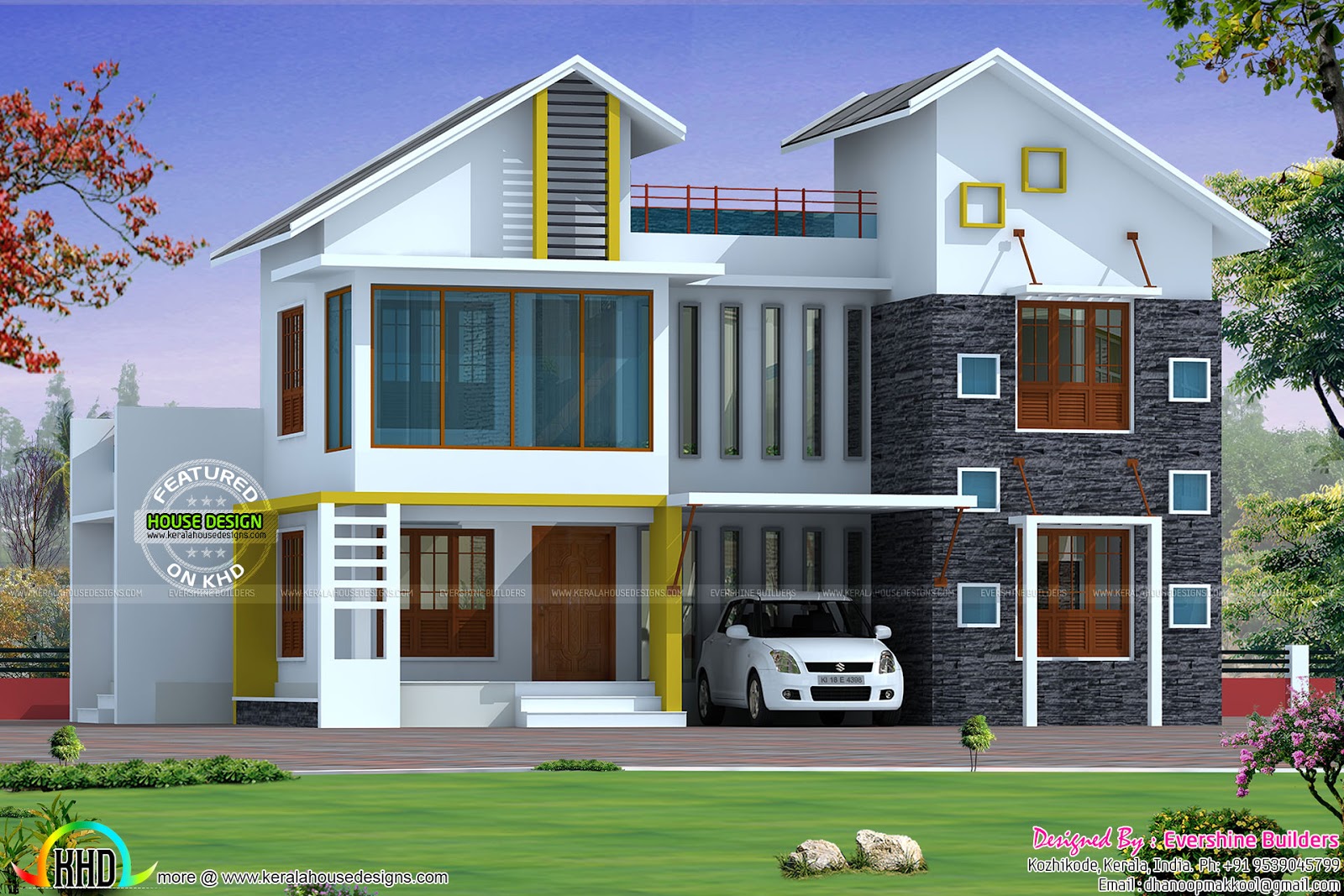 2488 square feet slanting roof house - Kerala Home Design and Floor ...