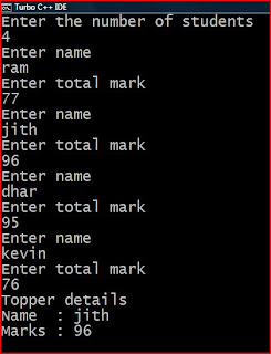 C++ PROGRAMS: PROGRAM TO READ THE NAME AND MARKS OF N STUDENTS AND FIND ...