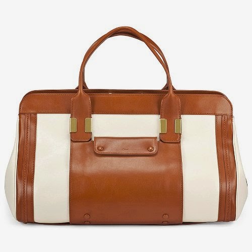 Chloe Alice White and Tan Leather Medium Satchel 3S0159-703-00I ...