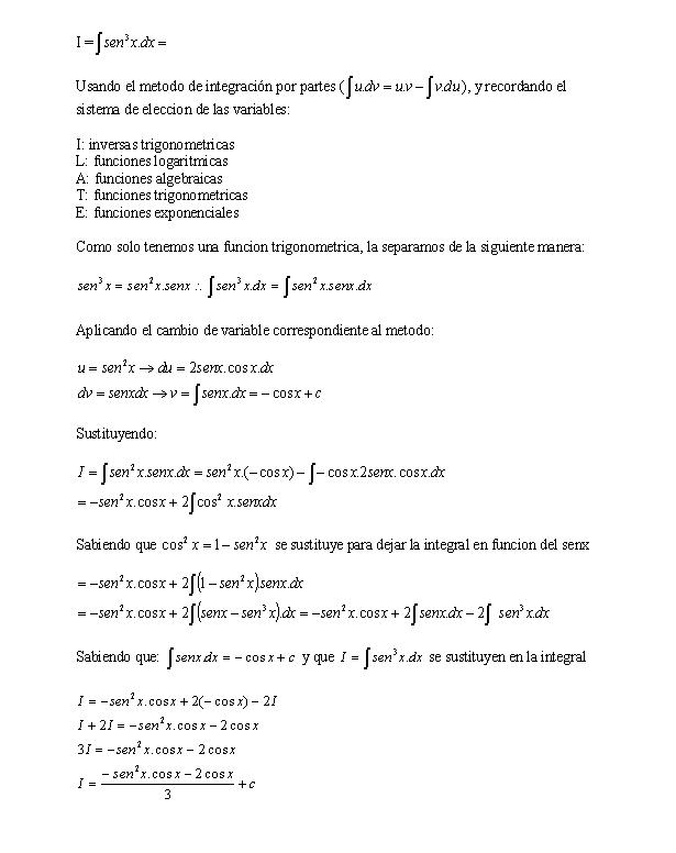 Integrales, tablas y ejercicios