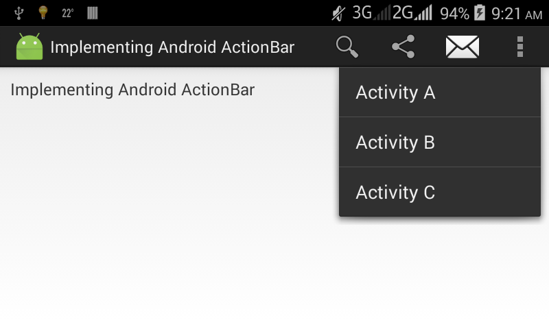 Android Action Bar Tutorial and Example With Option Menu | Viral ...