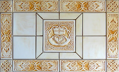 Decorative handmade ceramic tile: Celtic Claddagh Ceramic tile set