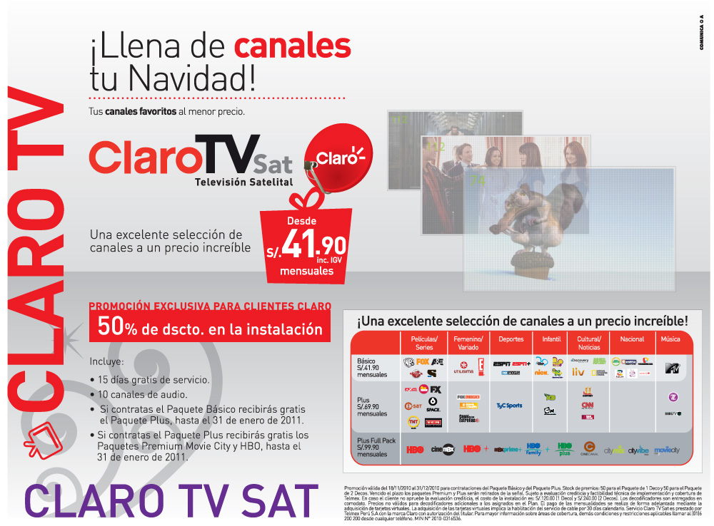 Claro TV: Promociones Claro TV Sat Noviembre 2010