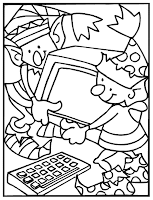 Planse, imagini de colorat cu elfi de Craciun