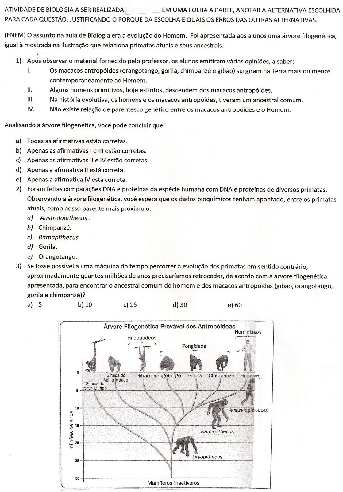SONIA - professora de biologia: 3º ano: exercício para os que faltaram ...