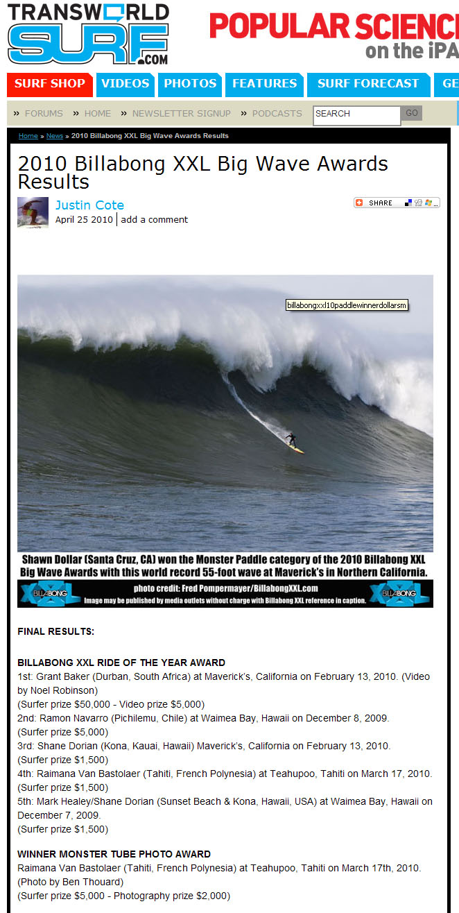 Quiksilver PR: 2010 Billabong XXL Big Wave Awards!