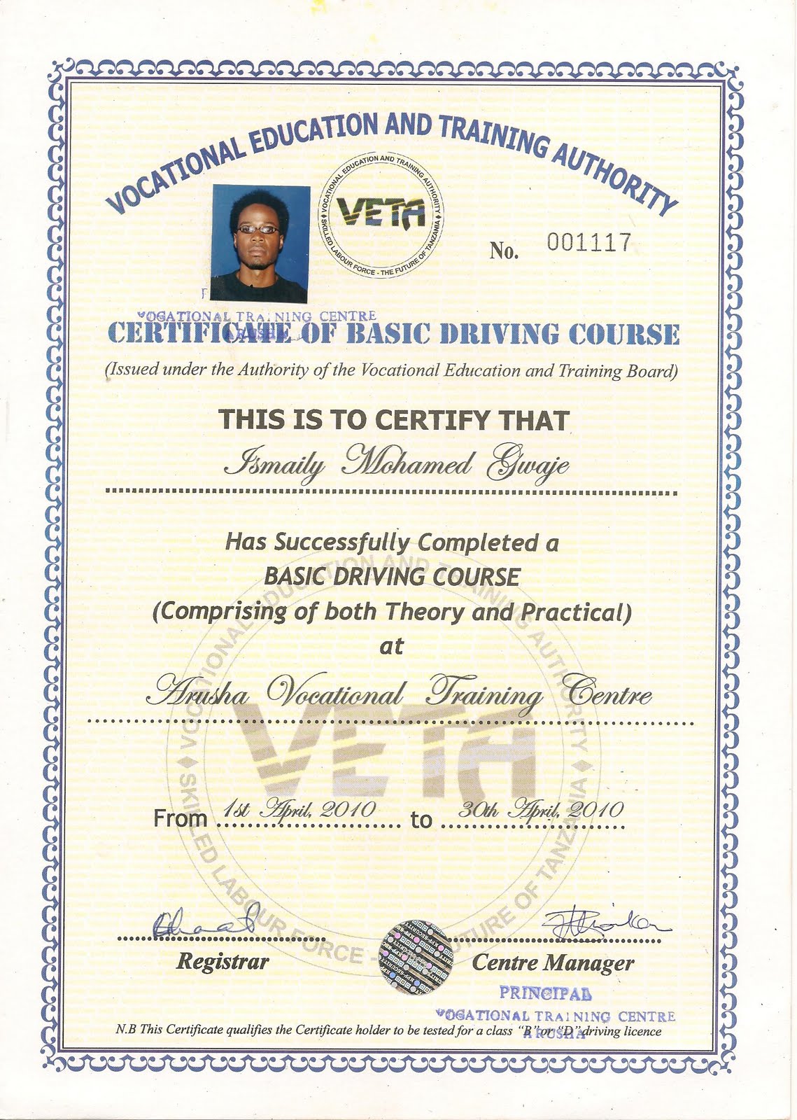 Professional Tourguide School-Graduate: 49. Ismail Gwaje, Graduate.