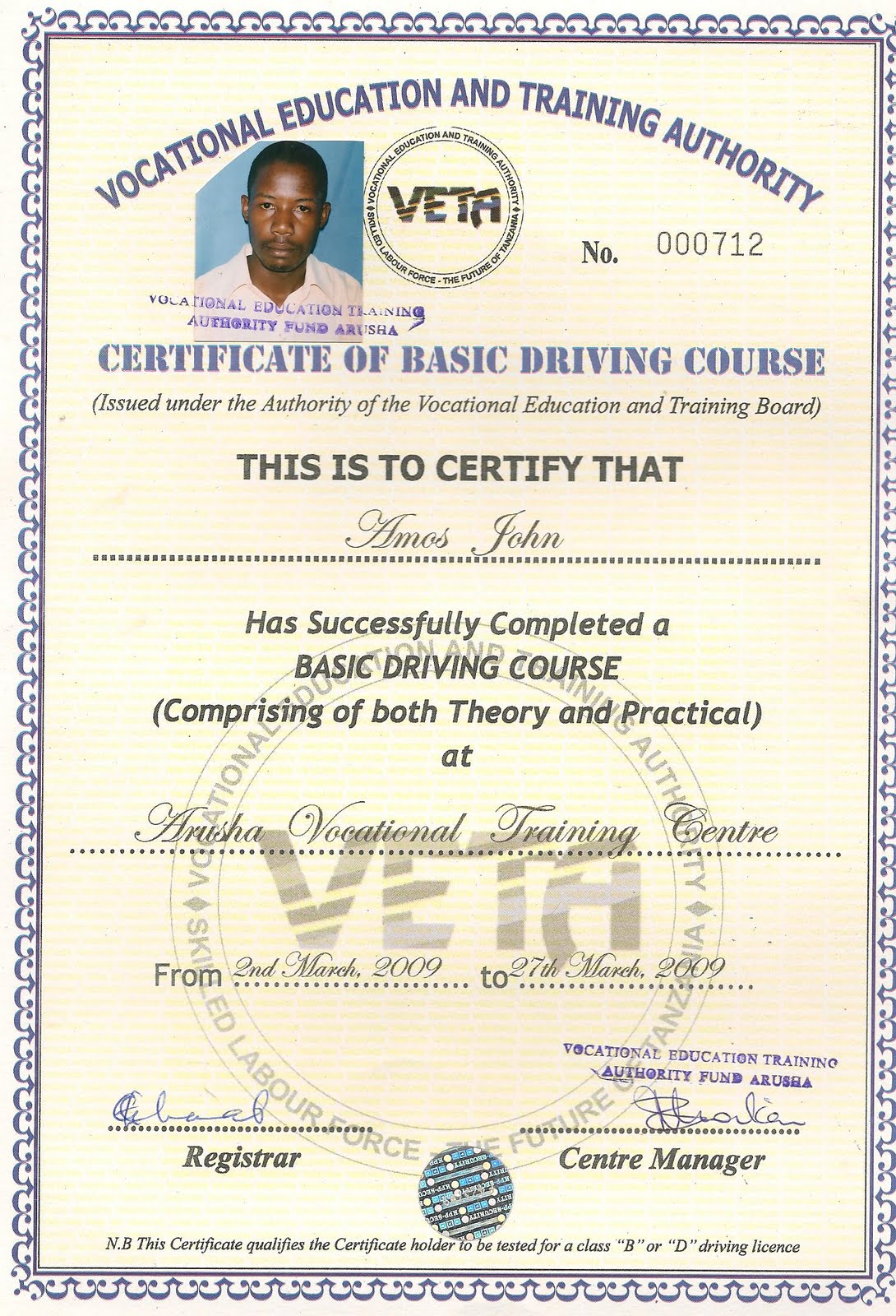 Professional Tourguide School-Graduate: 33. Amosi Mutalemwa, Graduate.
