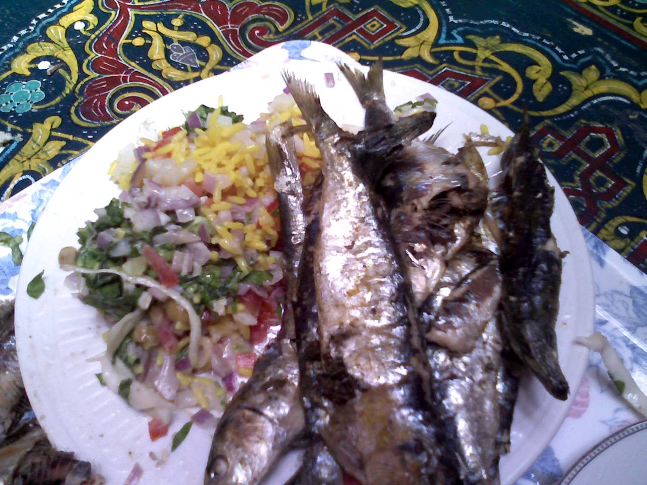 Grilled Fish with Salad and Yellow Rice | One Scary Vegetable