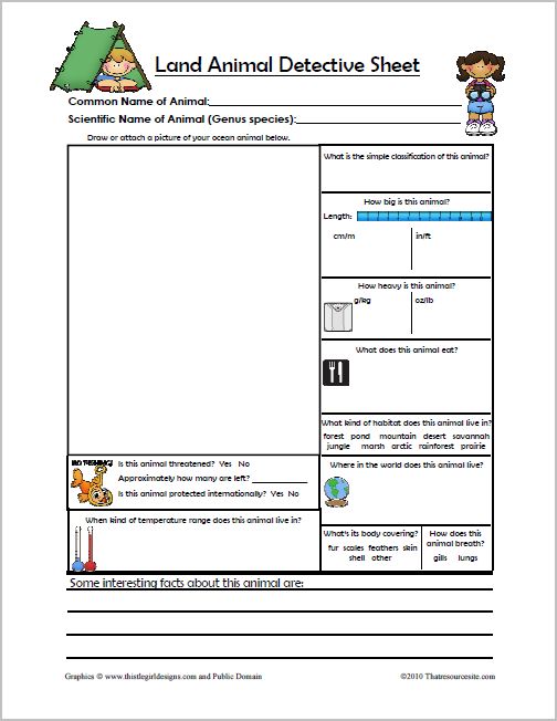 That Resource Site: New Science Detective Sheet for Kids