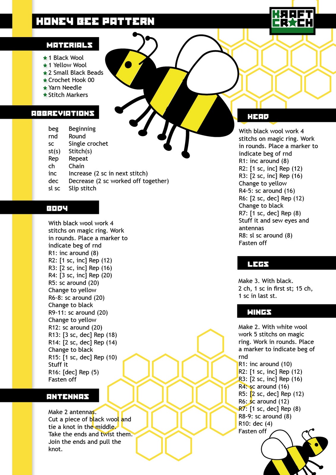 kraftcroch: ★ patrón abeja gratuito / honey bee free pattern