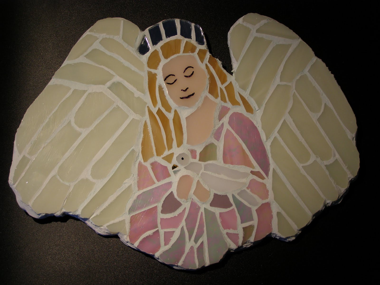 Moonbeam Mosaics: Dove angel, first of two new angel designs