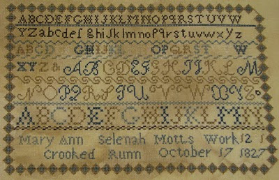 The Scarlett House: 1827 Mary Ann Selenah Mott Sampler