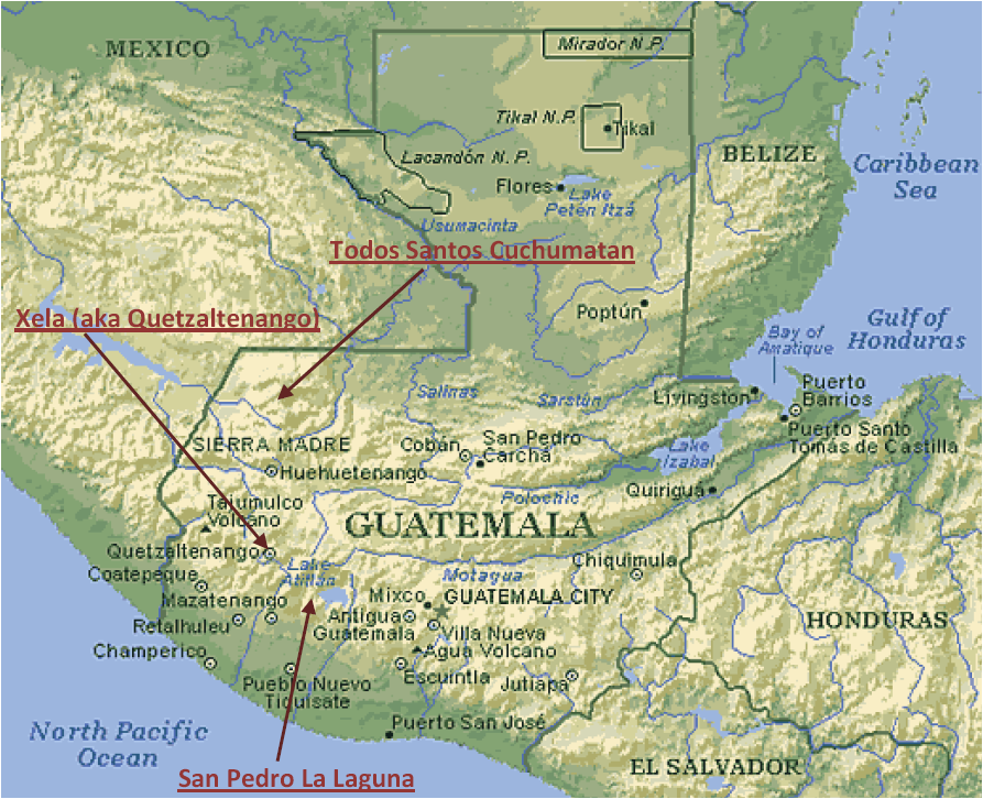 Guatemala Map With Mountains