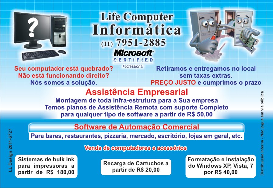 LL Design Gráfico: Life Computer Informática Panfleto 10x15