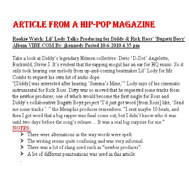 MEDIA ASSIGNMENTS: HOW MODE OF ADDRESS IS USED IN MAGAZINE ARTICLES TO ...