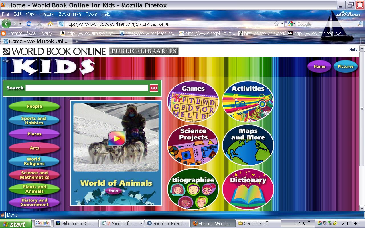 Emmet O'Neal Library Children's Department: World Book Kids