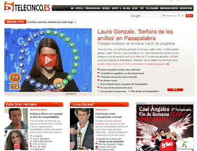 Club de Fans oficial de Laura Gonzalo (Pasapalabra): Laura, protagonista de la web de Telecinco