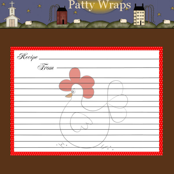 Patty Wraps: Chicken Recipe Card 4 x 6