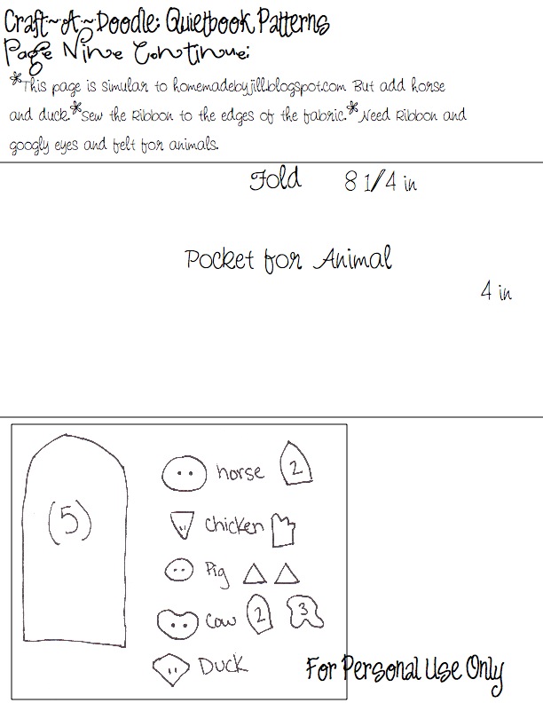 Craftadoodle: Quiet Book: Page 9 and Printable Patterns