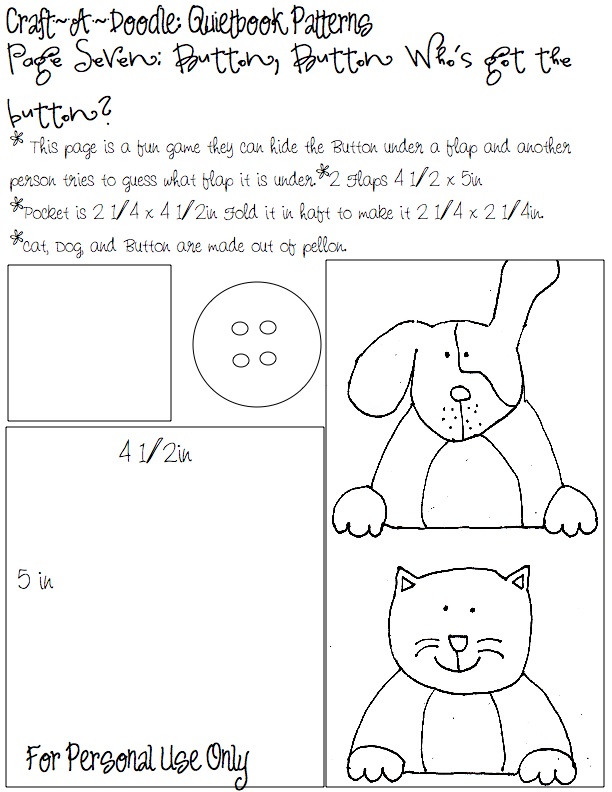 Craftadoodle: Quiet Book: Page 7 and Printable Patterns