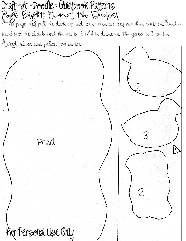 Craftadoodle: Quiet Book: Page 8 and Printable Patterns