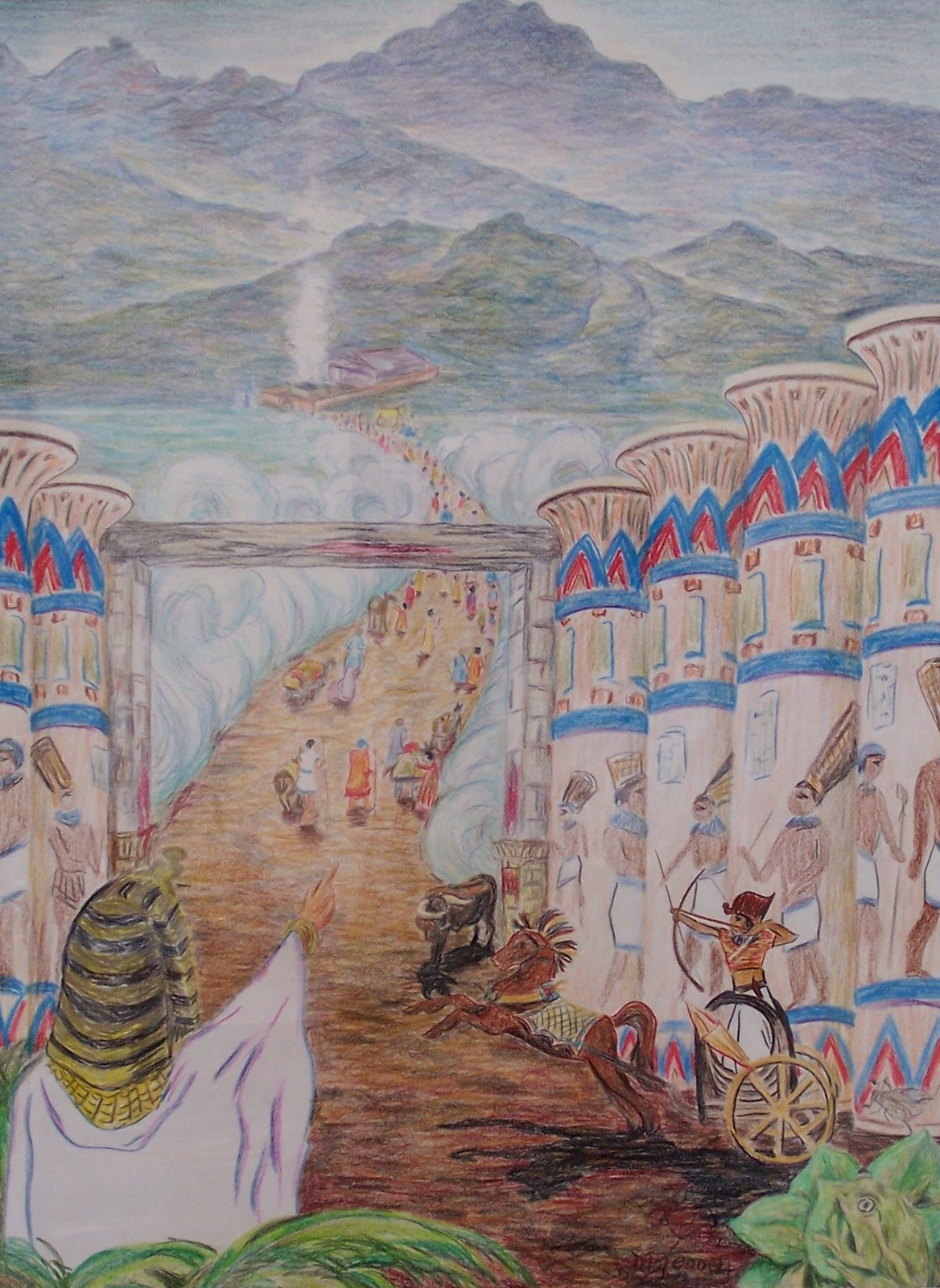 Maeona's Artwork: Anglo Saxon Colored Pencil Folk Art Bible-Exodus