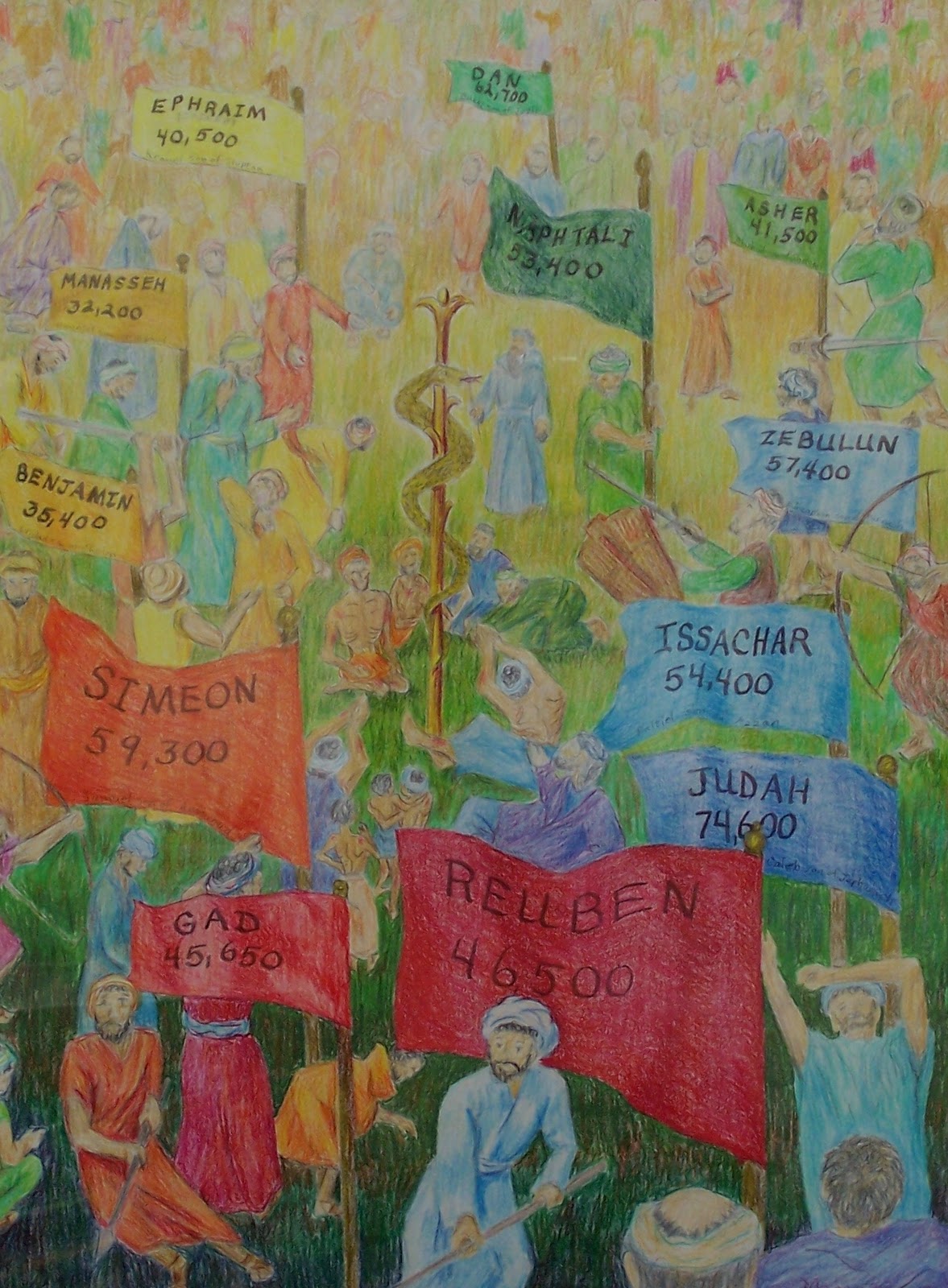 Maeona's Artwork: Anglo Saxon Colored Pencil Folk Art Bible-Numbers