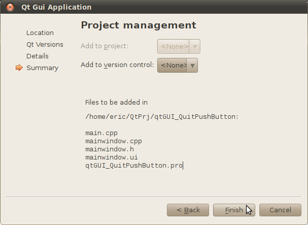 Qteveloper: A simple PushButton to quit, built as a Qt Gui Application